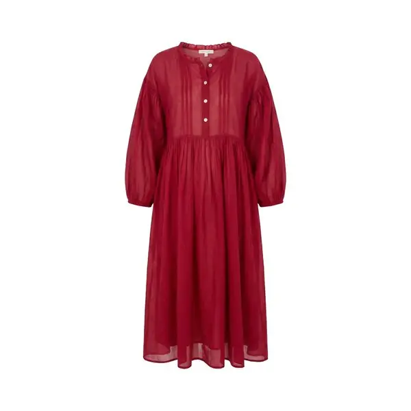 Adrift Clothing Coco Cotton Silk Dress In Scarlet - Red