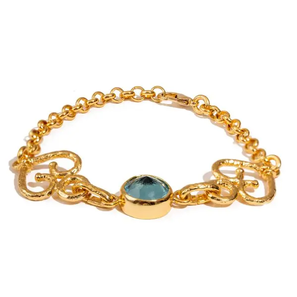 EBRU JEWELRY Gold / Blue Eternal Love Blue Topaz Gold Adjustable Bracelet Gold - Gold/blue