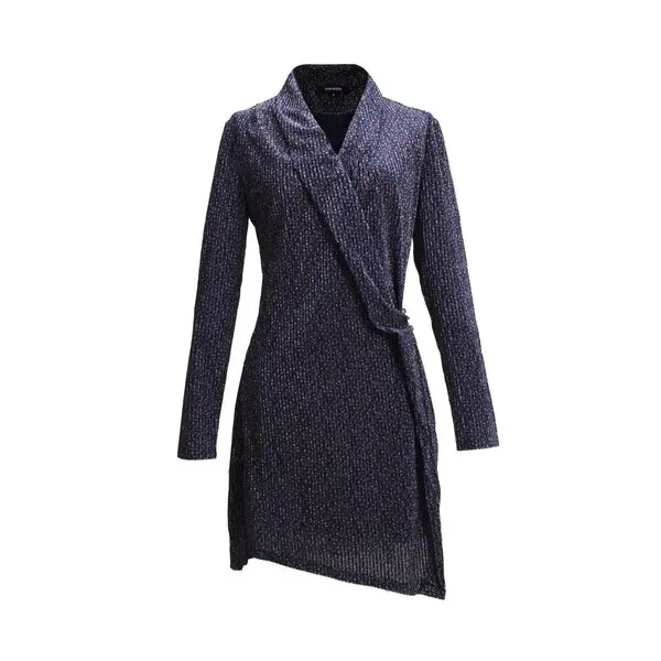 SMART AND JOY Draped Velvet Dress With Liberty Print - Blue