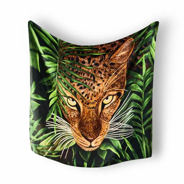 JOSIE'S EDITIONS Green / Brown Leopard Hidden In The Green Signature Square - Green/brown