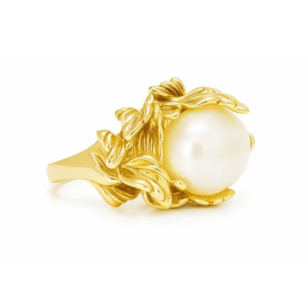 UNALOE Lumina Ring -plated With Natural Pearl - Gold