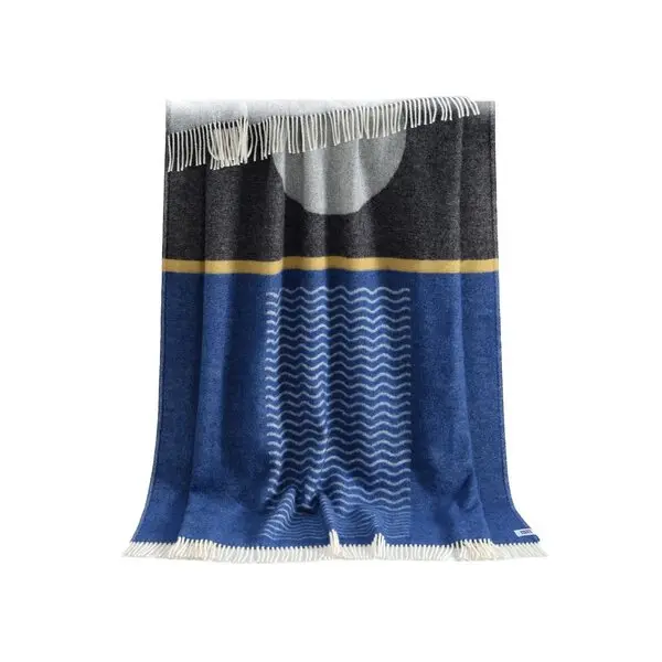 J.J.Textile Blue / White / Black Moonlight Wool Throw - Blue/white/black