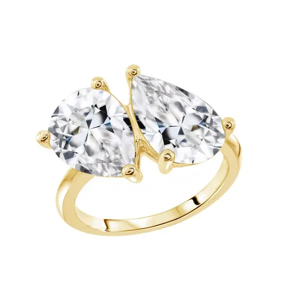 DIAMONBLISS Pear Bypass Ring, Ten Carats - Yellow