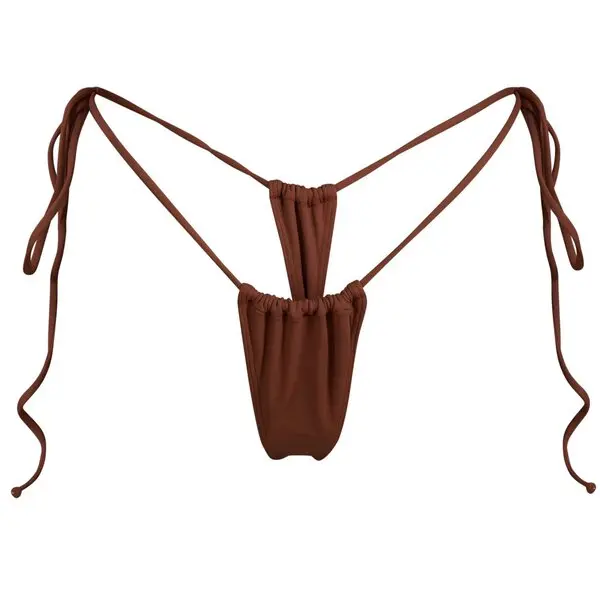 MINIMALE ANIMALE Sanctuary Tassel Thong Bikini Bottom Skinny Dip - Brown