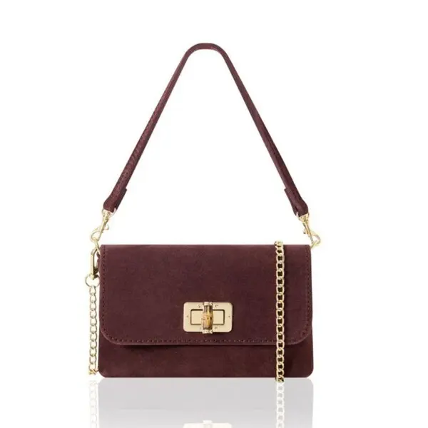 BETSY & FLOSS Cori Suede Handbag & Clutch Bag In Burgundy - Red