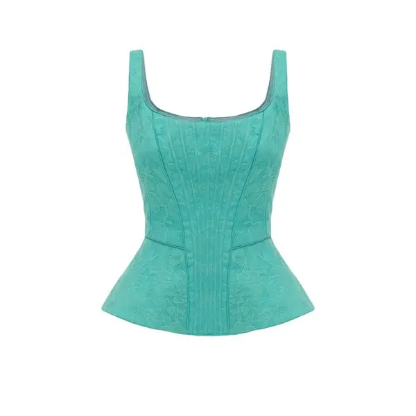 GEORGETTE Emerald Corset Top - Green