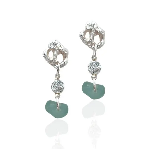 BIO-TRIMMINGS Harriot Cubic Zirconia Earrings Aqua - Green