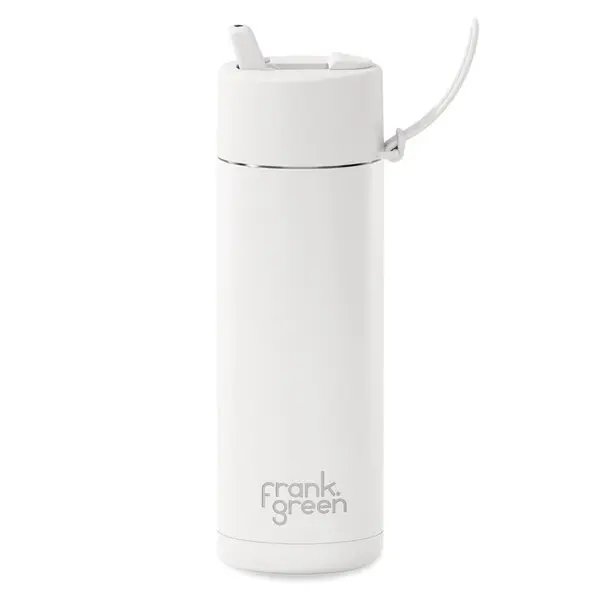 FRANK GREEN 20oz Stainless Steel Ceramic Reusable Bottle Cloud With Flip Straw Lid - White