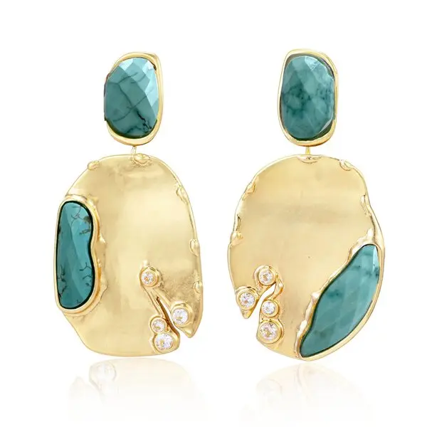 RARE MATTERS JEWELRY Turquoise Drop Earrings - Blue