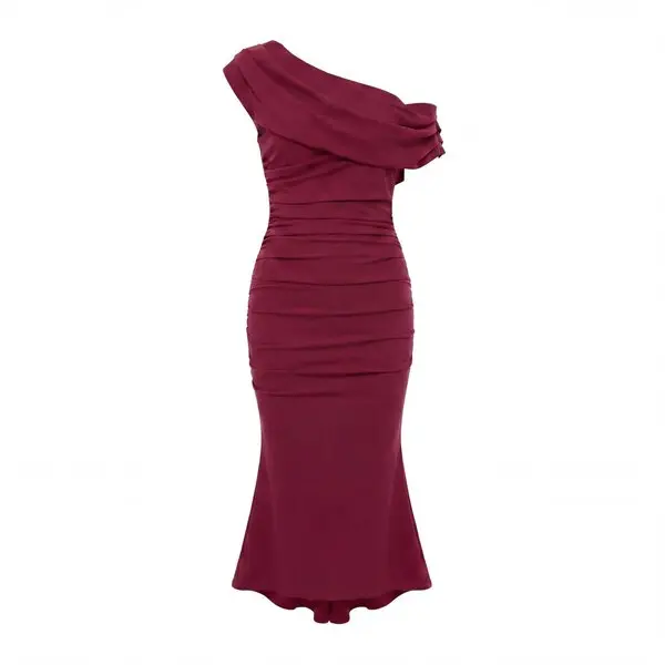 ATOM LABEL Mercury Midi Dress In Wine - Red
