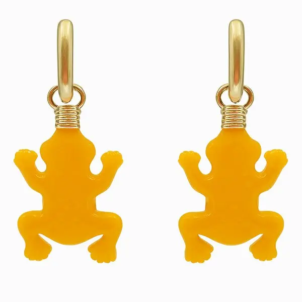 MICHAEL NASH JEWELRY Frog Ochre Resin Drop Earrings - Yellow