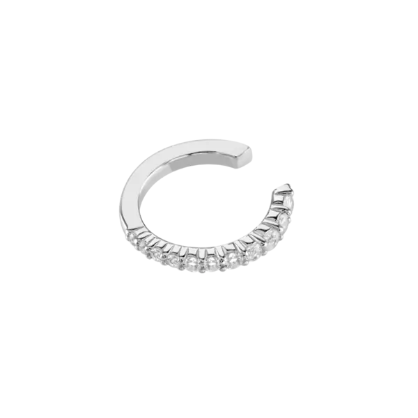 LUCY QUARTERMAINE Skinny Drip Ear Cuff With White Topaz - Silver