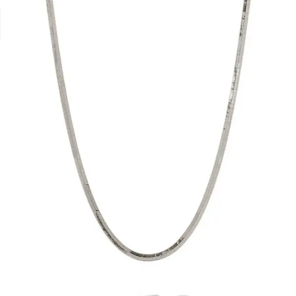 OUTOFOFFICE Herringbone Thin Chain Necklace - Silver