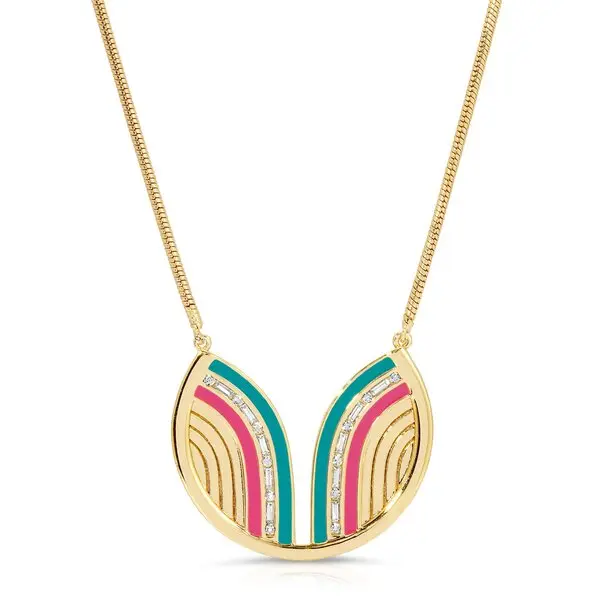 GLAMROCKS JEWELRY South Beach Necklace- Teal/fuchsia - Blue/pink