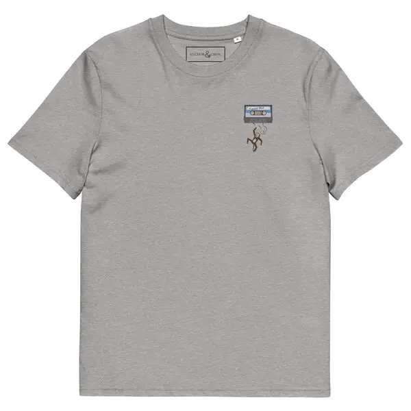 ANCHOR & CREW Heather Cassette Monkey Organic Cotton Embroidered T-shirt - Grey