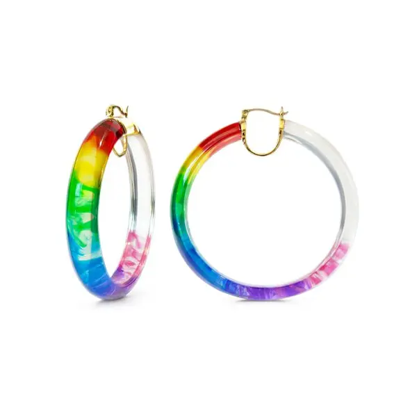 GOLD & HONEY Rainbow Tie Dye Hoop Earrings - Gray/yellow