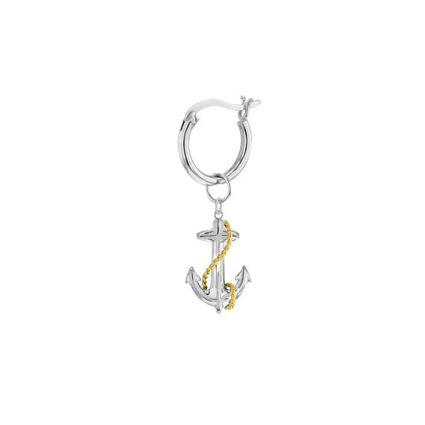 TRUE ROCKS Mini Anchor Charm 2-tone Sterling With 18kt Gold Plate Detail On Hoop - Silver