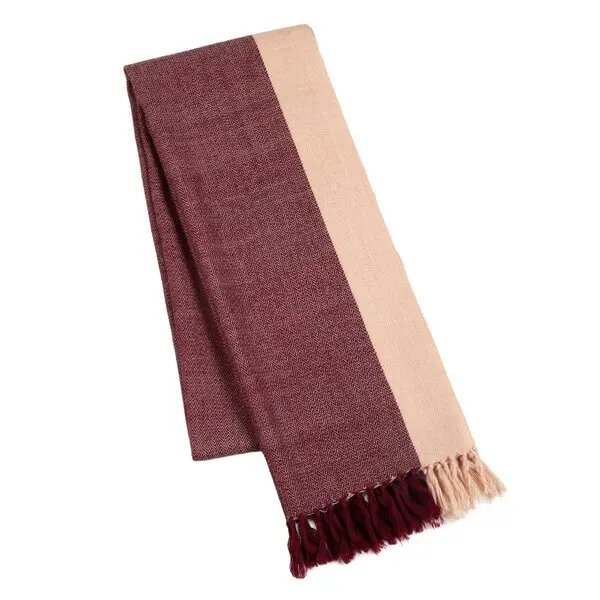 HERITAGEMODA Neutrals Artisanal Burgundy Herringbone Scarf - Red