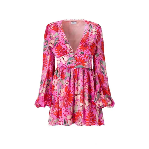 LITA COUTURE Floral Print Jumpsuit - Pink