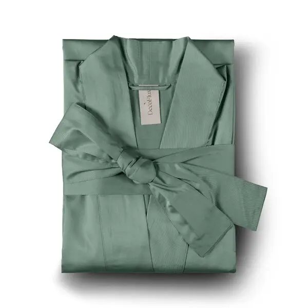 DECOFLUX HOME Sateen Bathrobe Kimono Solid Salvia - Green
