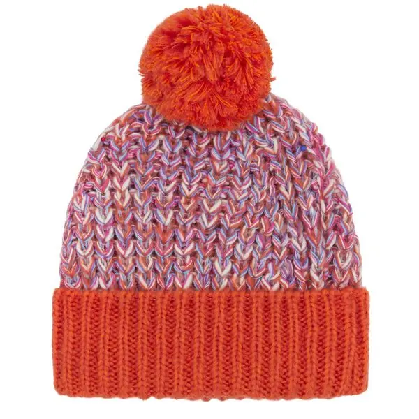 CARA & THE SKY Orange / Pink Lolly Twist Bobble Beanie Hat Orange - Orange/pink