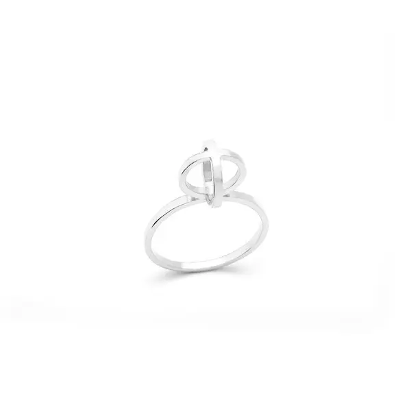 SHEIDA FARROKHI White / Silver Circle Ring Solid White Gold - White/silver