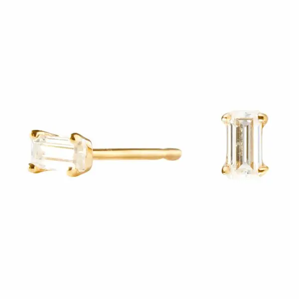 LEE RENEE Moissanite Baguette Earrings - Gold