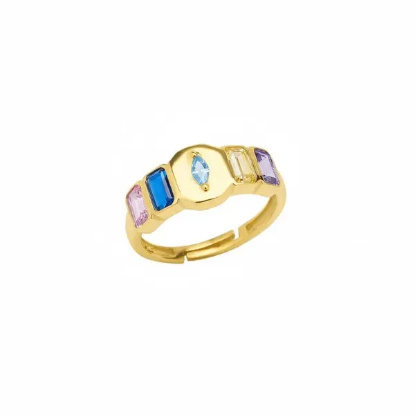 SPERO LONDON Sterling Silver Multicolor Baguette Ring - Gold