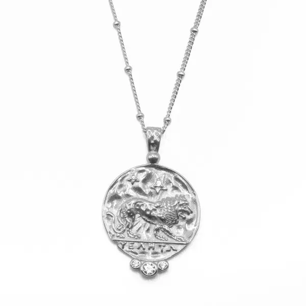 AARIA LONDON Clio Lion Necklace - Silver