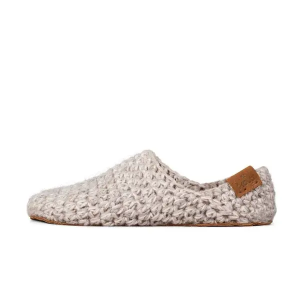 KINGDOM OF WOW Neutrals Light Artisan Made Wool Slippers For & In Chai - Beige