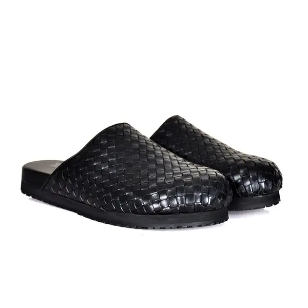 DAVID WEJ Lorenzo Handmade Woven Mules - Black