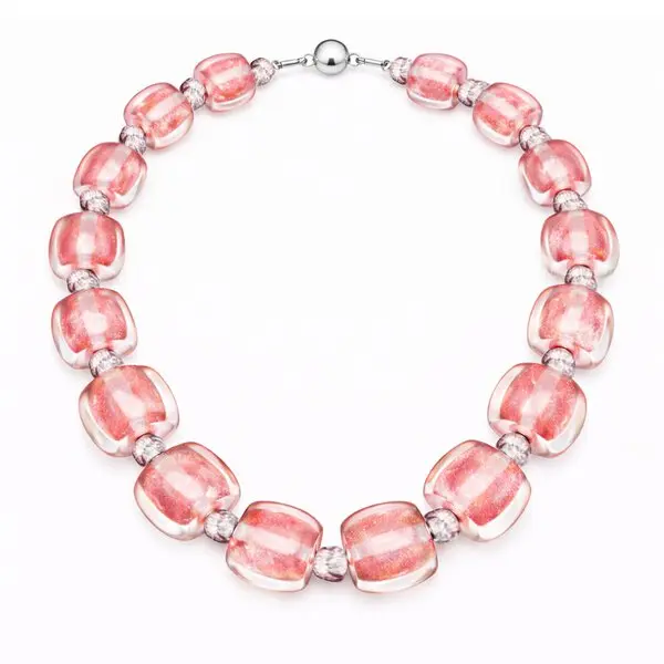 GOLD & HONEY White / Red / Silver Beaded Lucite Necklace For Brunch In Red Marble - White/red/silver
