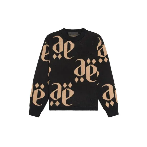 Place Of Ëlms Nero Castano Monolink Crew Neck Sweater - Black