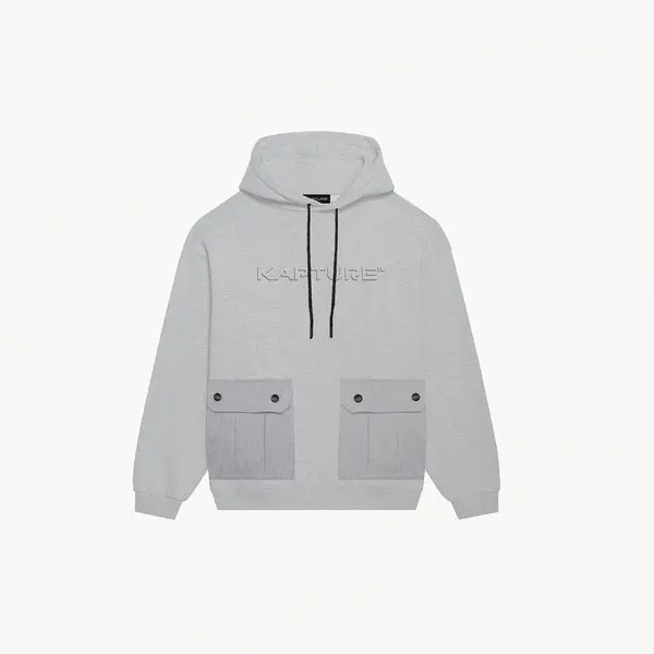 KAPTURE Travel Logo-print Pocket Hoodie - Grey