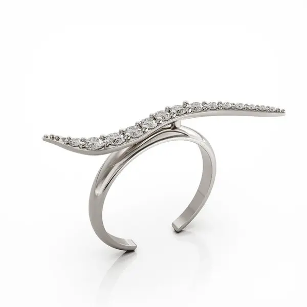 LINDA FIORE White / Silver Swirl Ring Silver With Clear Cz's - White/silver