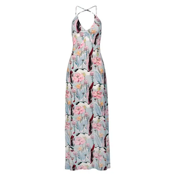 OH!ZUZA NIGHT&DAY Summer Maxi Dress, Open Back, Adjustable Straps - Blue