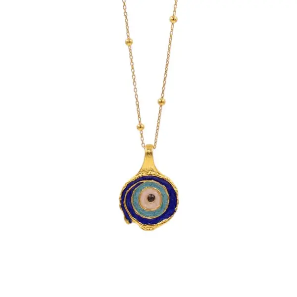 1610ISTANBUL Medusa Evil Eye Enamel Necklace