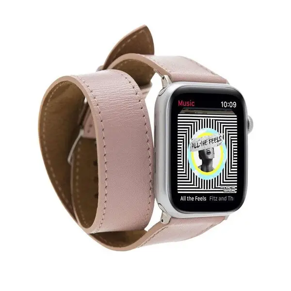 LEATHERE Luxury Double Wrap Leather Apple Watch Band San Diego - Pink