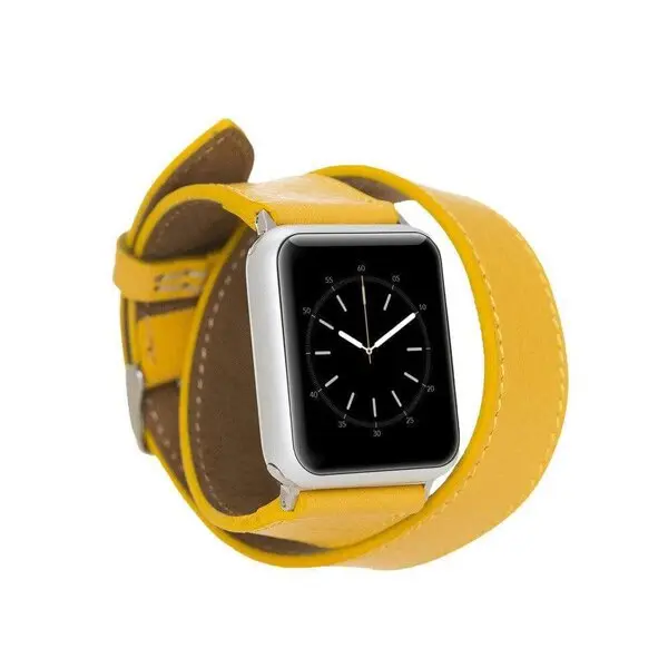 LEATHERE Luxury Double Wrap Leather Apple Watch Band San Diego - Yellow