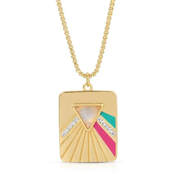 GLAMROCKS JEWELRY Bright Side Necklace Teal & Fuchsia - Gold