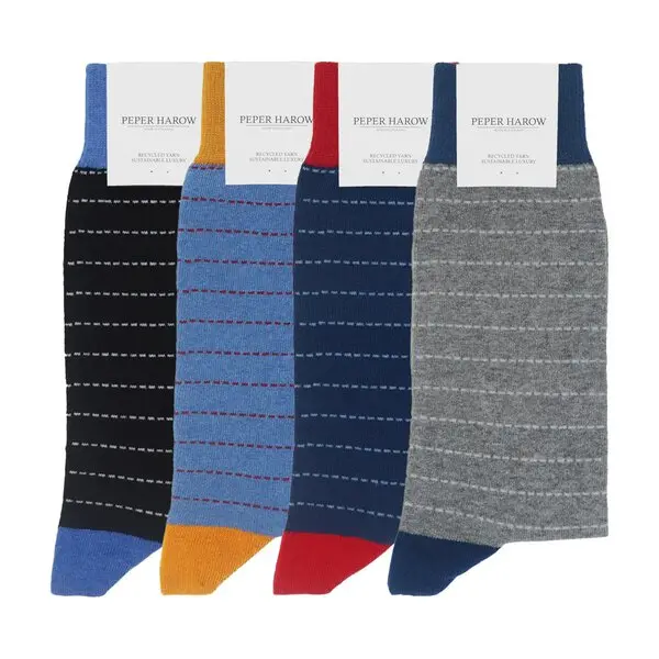 PEPER HAROW - MADE IN ENGLAND Dash Socks Bundle Black, Blue, Navy & Grey - Black/blue/gray