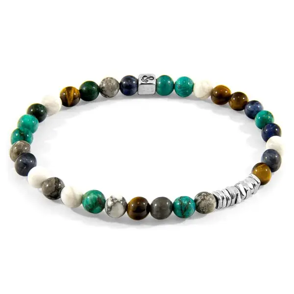 ANCHOR & CREW Multicoloured Multi-gem Atrato Silver & Stone Bracelet - Gray