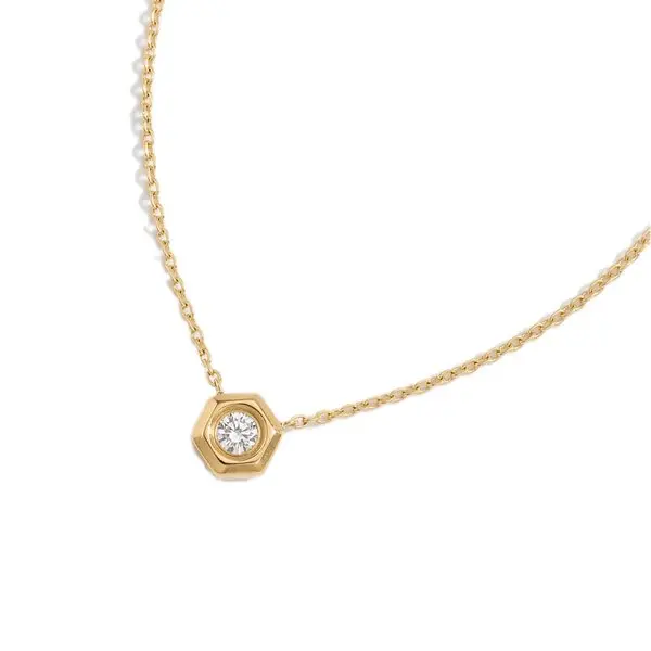 ELK & BLOOM 14k Solitaire Pendant Choker Necklace - Gold