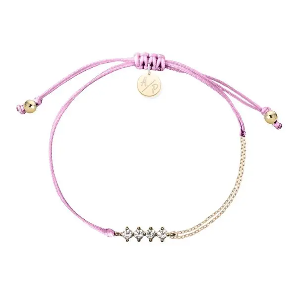 ADRIANA PAPPAS DESIGNS Cz Crystal Bar Bracelet On Colored Cord Orchid - Pink