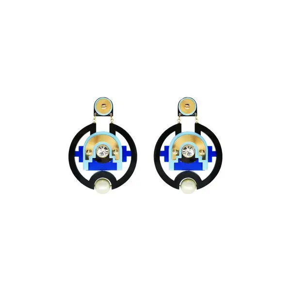 GISSA BICALHO Handmade Acrylic Earring Hoops Tikal - Blue