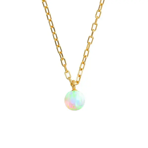 ORA PEARLS Opia Sea Opal Chain Pendant - Gold