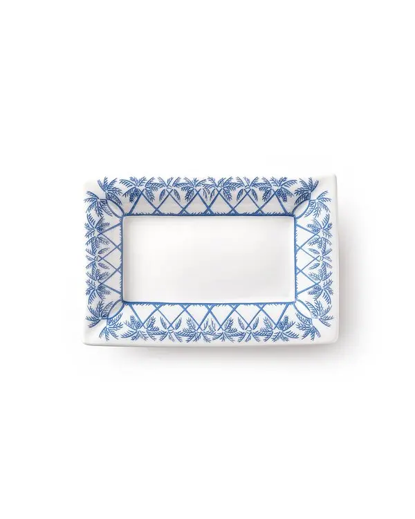 PINK HOUSE Fine Bone China Small Trinket Tray Palms - Blue