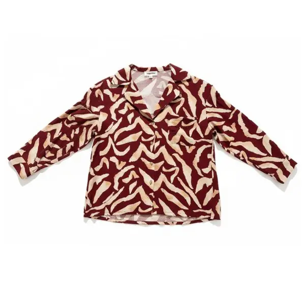 LATELIER LONDON Abstract Print Colla Blouse - Red