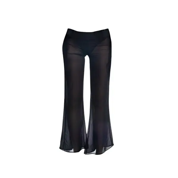 AMORTIZIA Arsenic Pants Sheer Flared Trousers - Black
