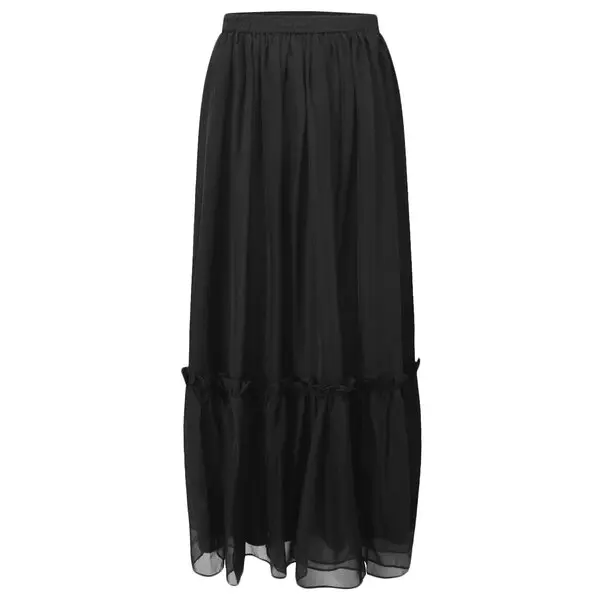 SMART AND JOY Boho-style Ruffled Skirt With Elastic Waistband - Black